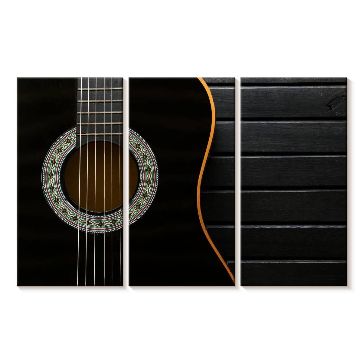 Elephant Stock Dark Acoustic Guitar Wall Art - Horizontal Multi Panel ...
