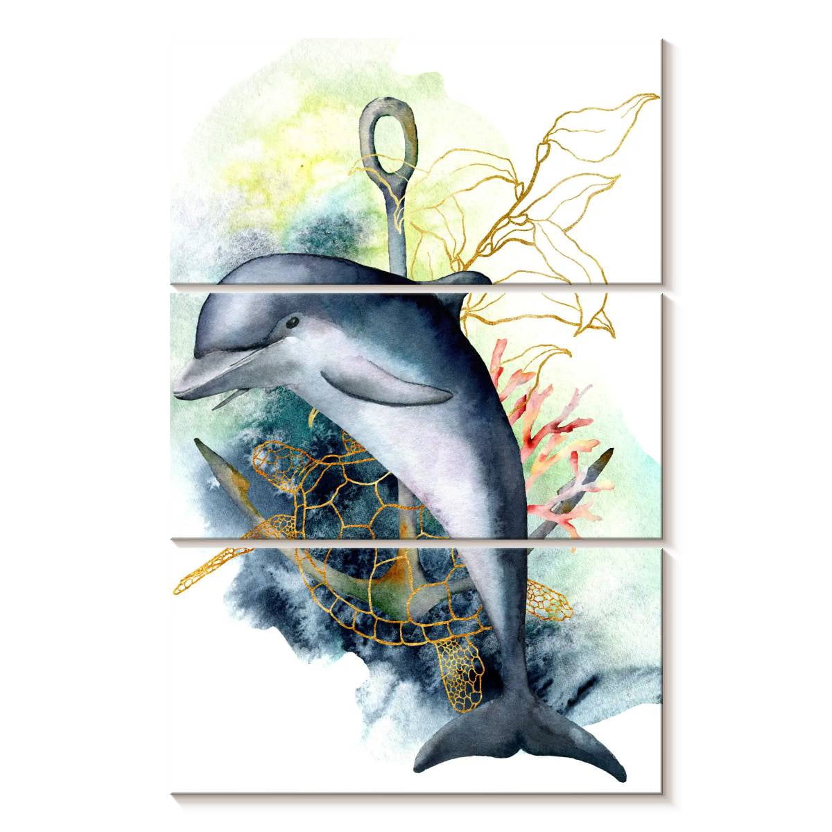 Elephant Stock Dolphin Underwater Wall Art - Vertical Multi Panel ...