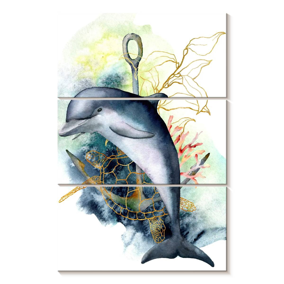 Elephant Stock Dolphin Underwater Wall Art - Vertical Multi Panel ...
