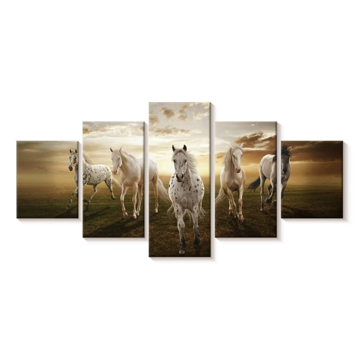 Elephant Stock Dramatic White Horses Wall Art - Horizontal Multi Panel ...