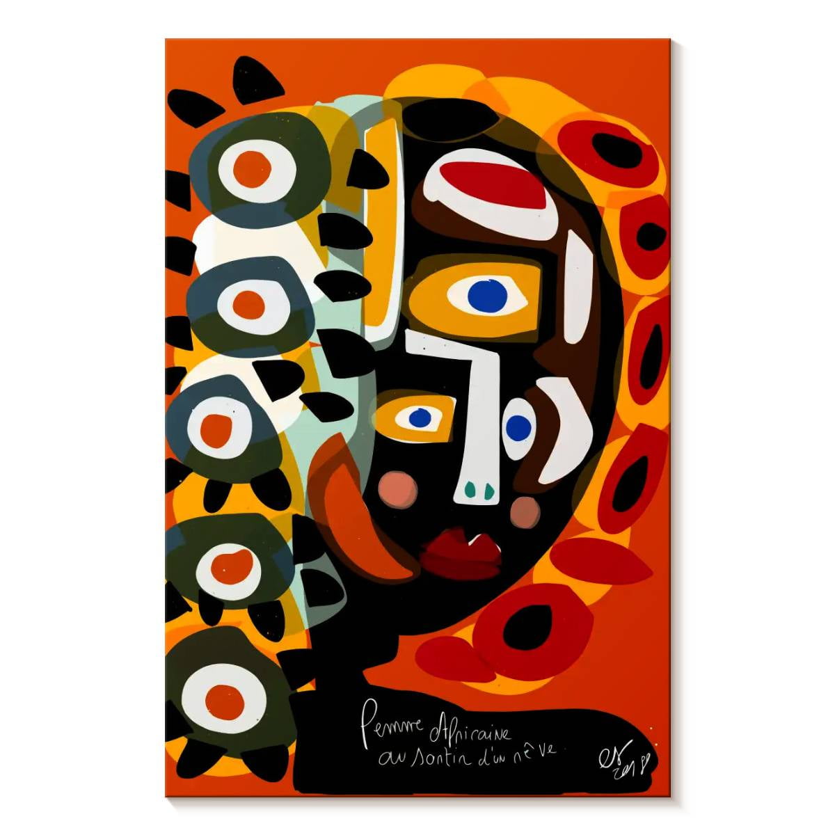 Elephant Stock Dreaming African Woman Wall Art - Vertical Canvas Wall ...