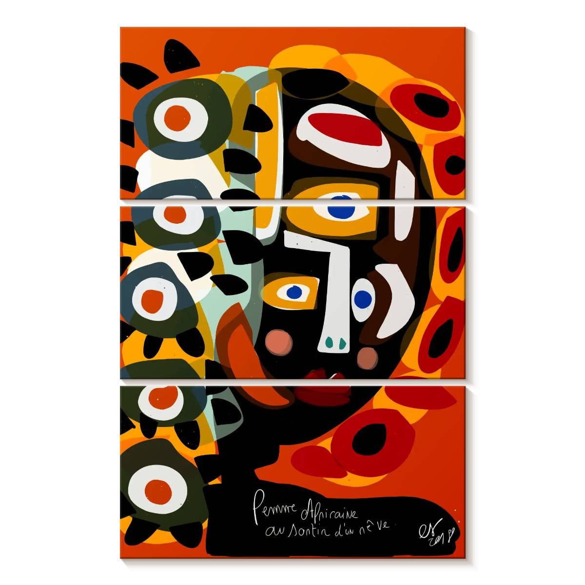 Elephant Stock Dreaming African Woman Wall Art - Vertical Multi Panel ...