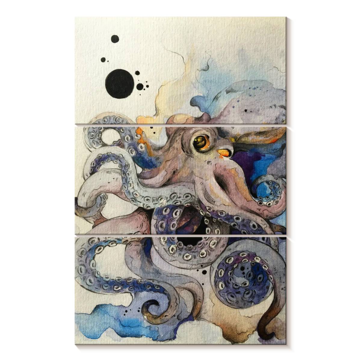 Elephant Stock Dreamy Octopus Wall Art - Vertical Multi Panel Canvas ...
