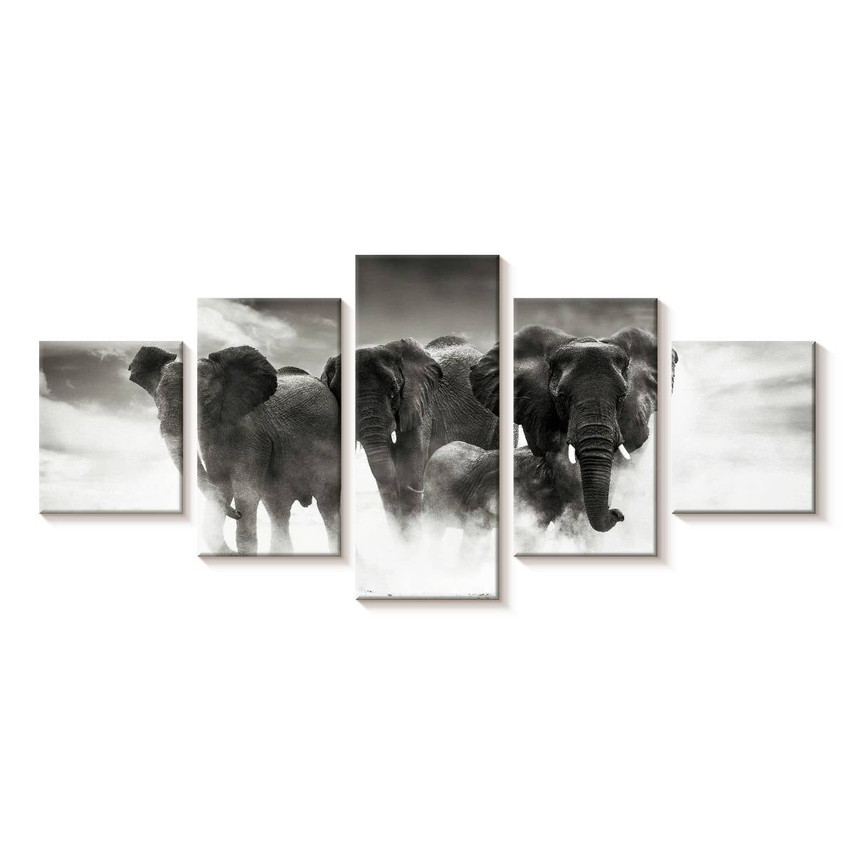 Elephant Stock Etosha Park Elephants Wall Art - Horizontal Multi Panel ...