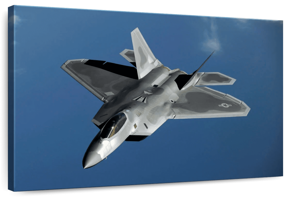 Elephant Stock F-22 Raptor Fighter Plane Wall Art - Horizontal Canvas ...