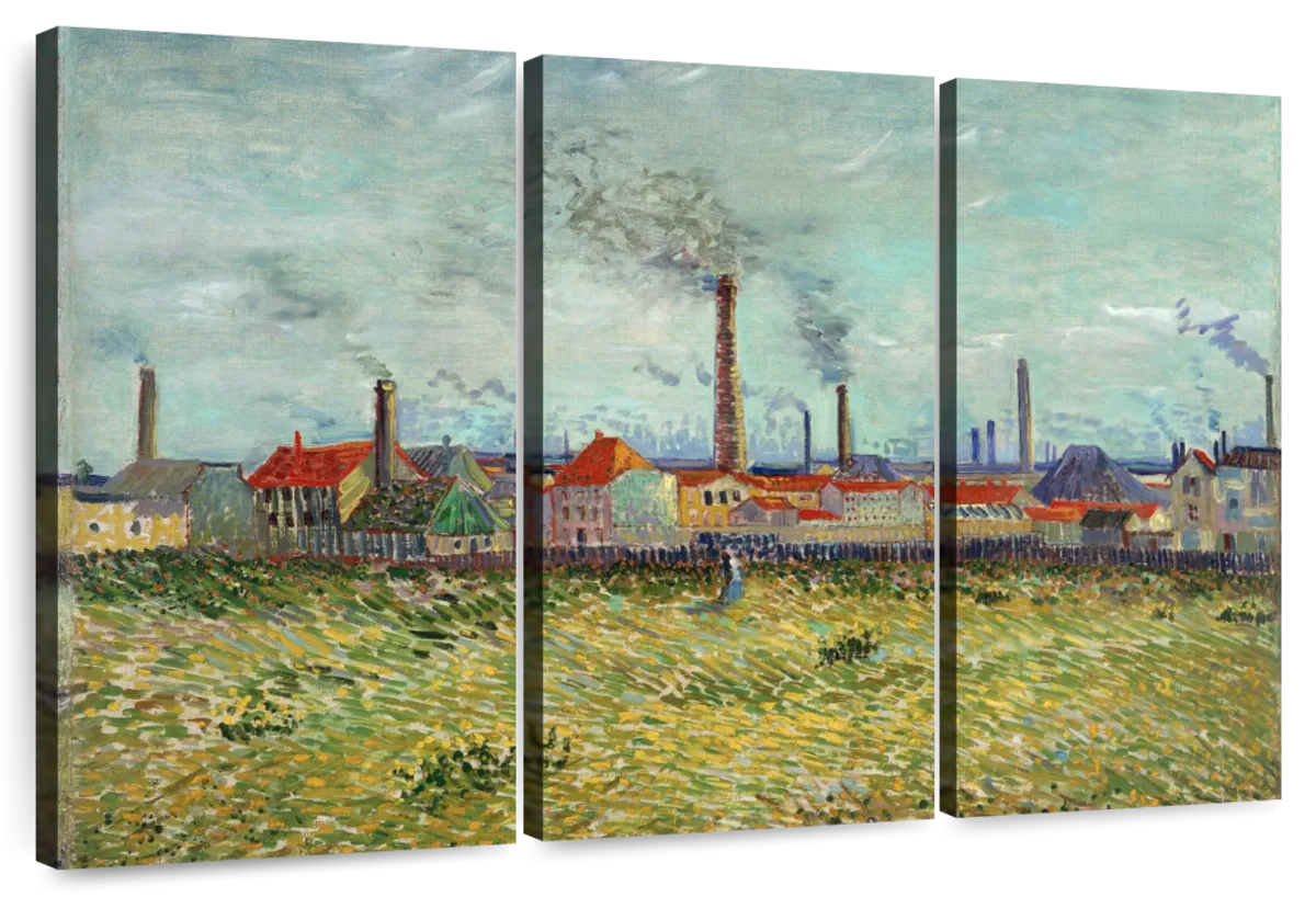 Elephant Stock Factories At Clichy Wall Art - Horizontal Multi Panel Canvas - Living Room Wall ...