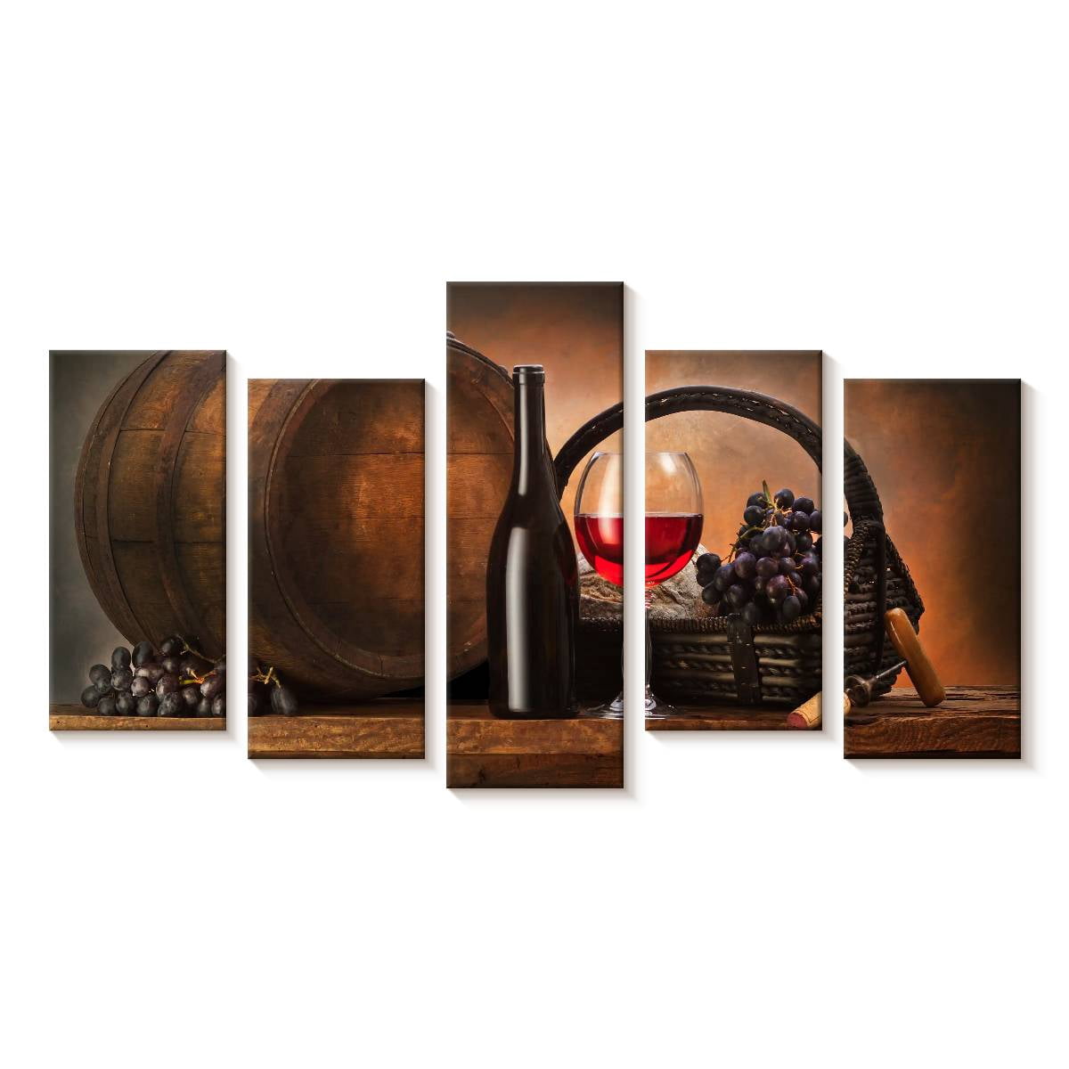 Elephant Stock Fancy Red Wine Tasting Wall Art - Horizontal Multi Panel ...