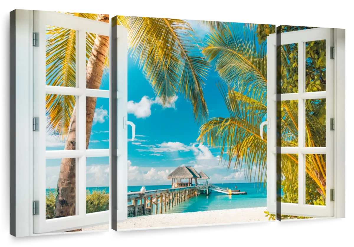 Elephant Stock Faux Window Scene Wall Art - Horizontal Multi Panel ...