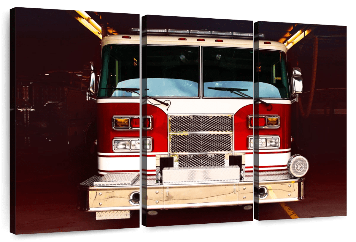 Elephant Stock Fire Truck Wall Art - Horizontal Multi Panel Canvas - 3 ...