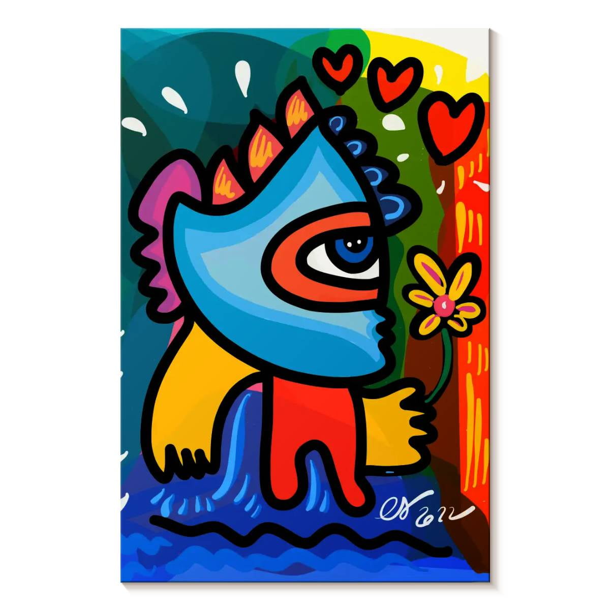 Elephant Stock Flower Graffiti Man Wall Art - Vertical Canvas Wall Art ...