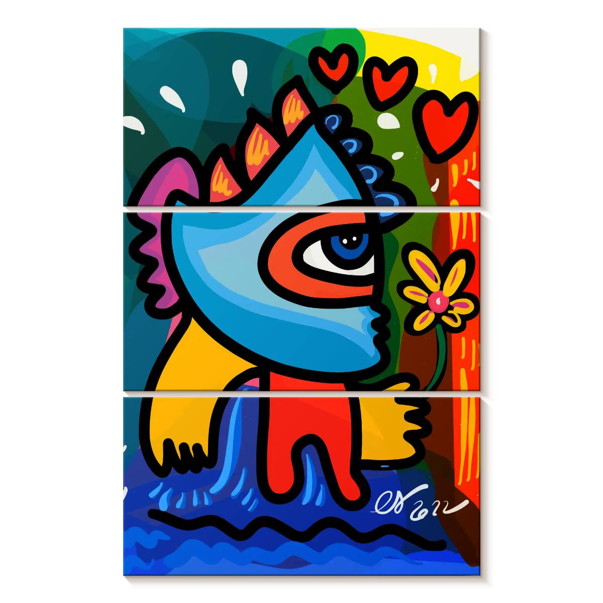 Elephant Stock Flower Graffiti Man Wall Art - Vertical Multi Panel ...