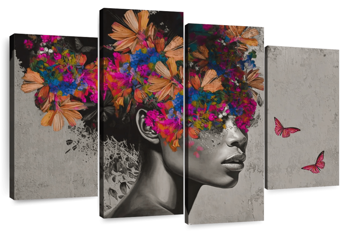 Elephant Stock Fluttering Afro Pop Wall Art - Horizontal Multi Panel ...
