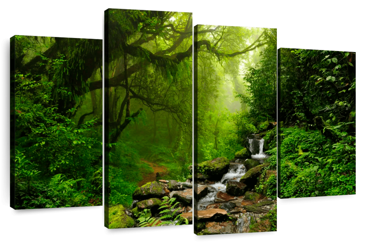 Elephant Stock Forest Stream Wall Art - Horizontal Multi Panel Canvas ...