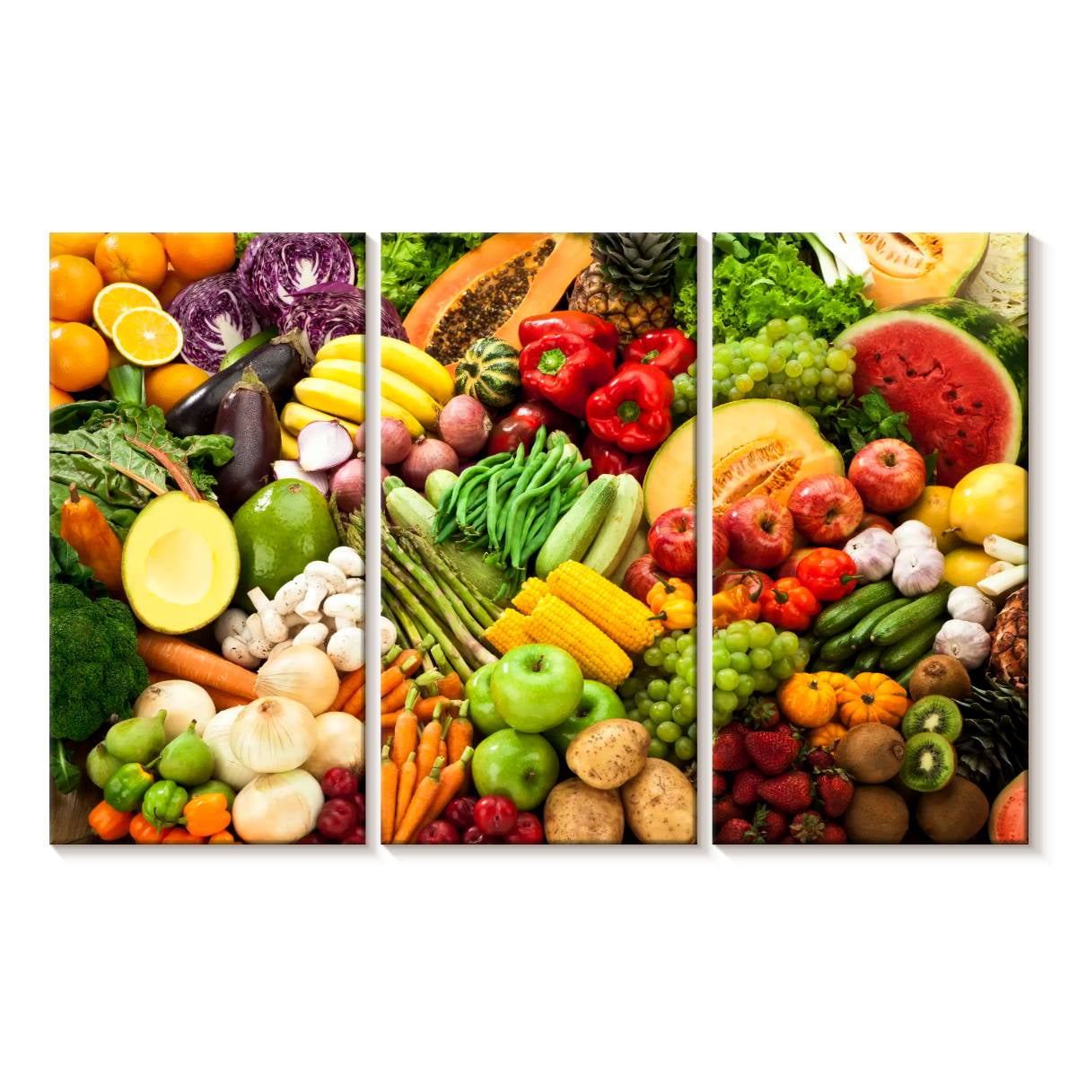 Elephant Stock Fresh Fruits And Veggies Wall Art - Horizontal Multi ...