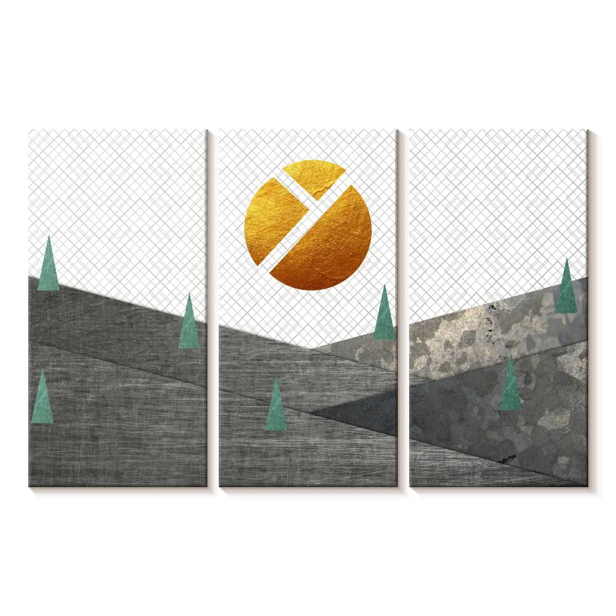 Elephant Stock Geometric Mountain Range Wall Art - Horizontal Multi ...