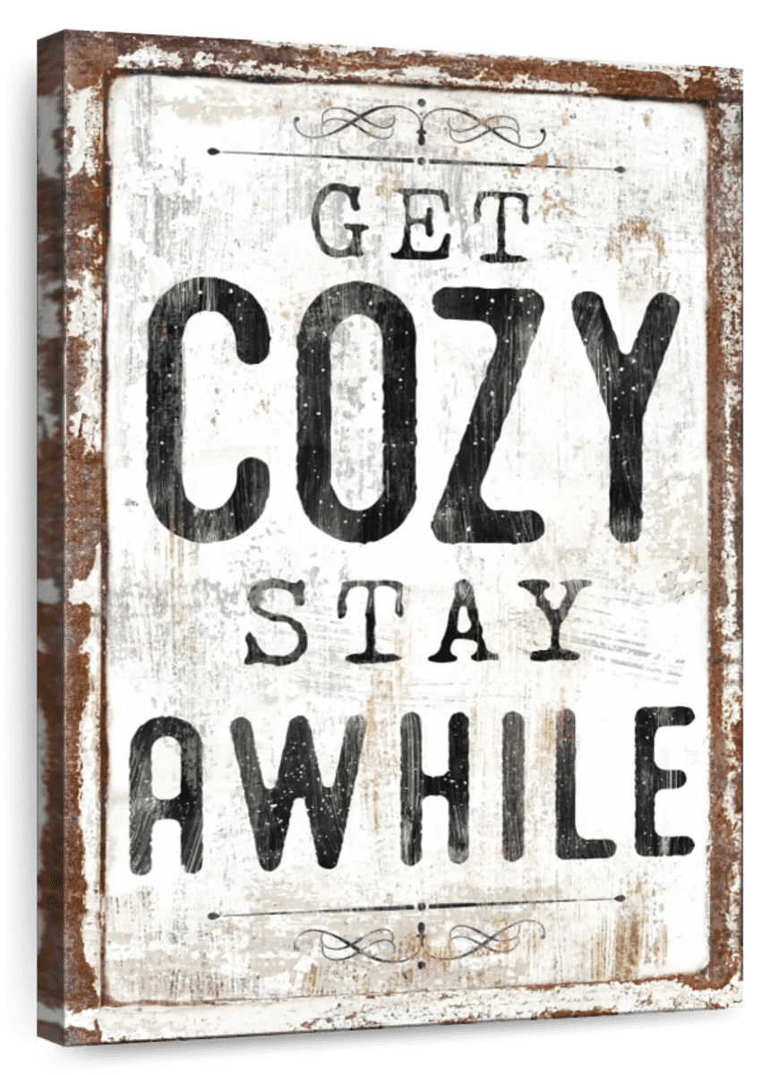 Elephant Stock Get Cozy Stay Awhile Typography Wall Sign Wall Art ...