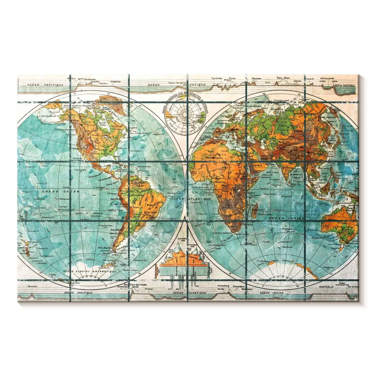 Elephant Stock Globe World Map Wall Art - Horizontal Canvas Wall Art ...