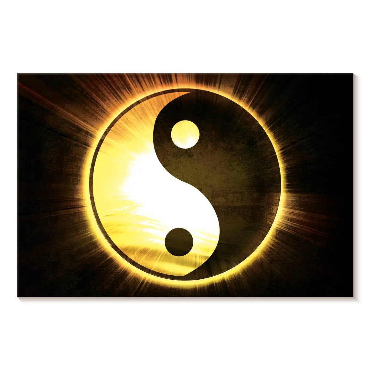 Elephant Stock Golden Glow Yin Yang Wall Art - Horizontal Canvas Wall ...