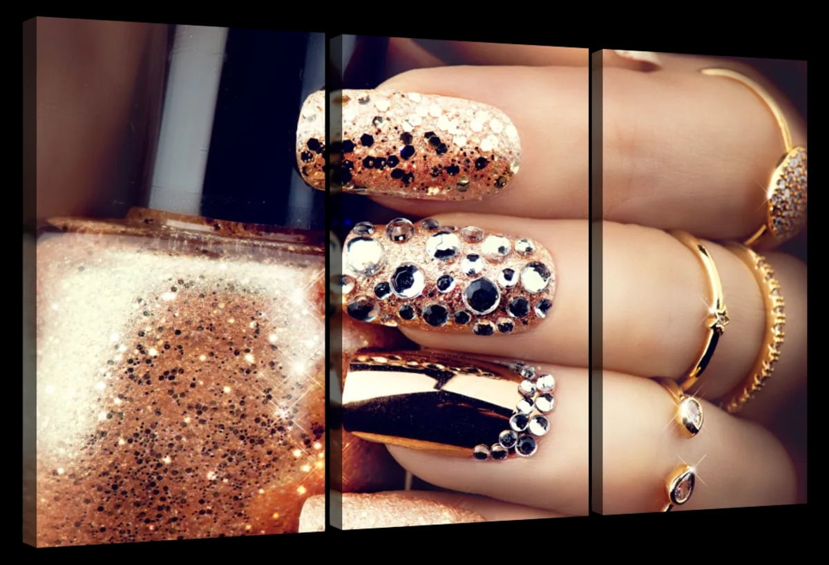 Elephant Stock Golden Holiday Nails Wall Art - Horizontal Multi Panel ...