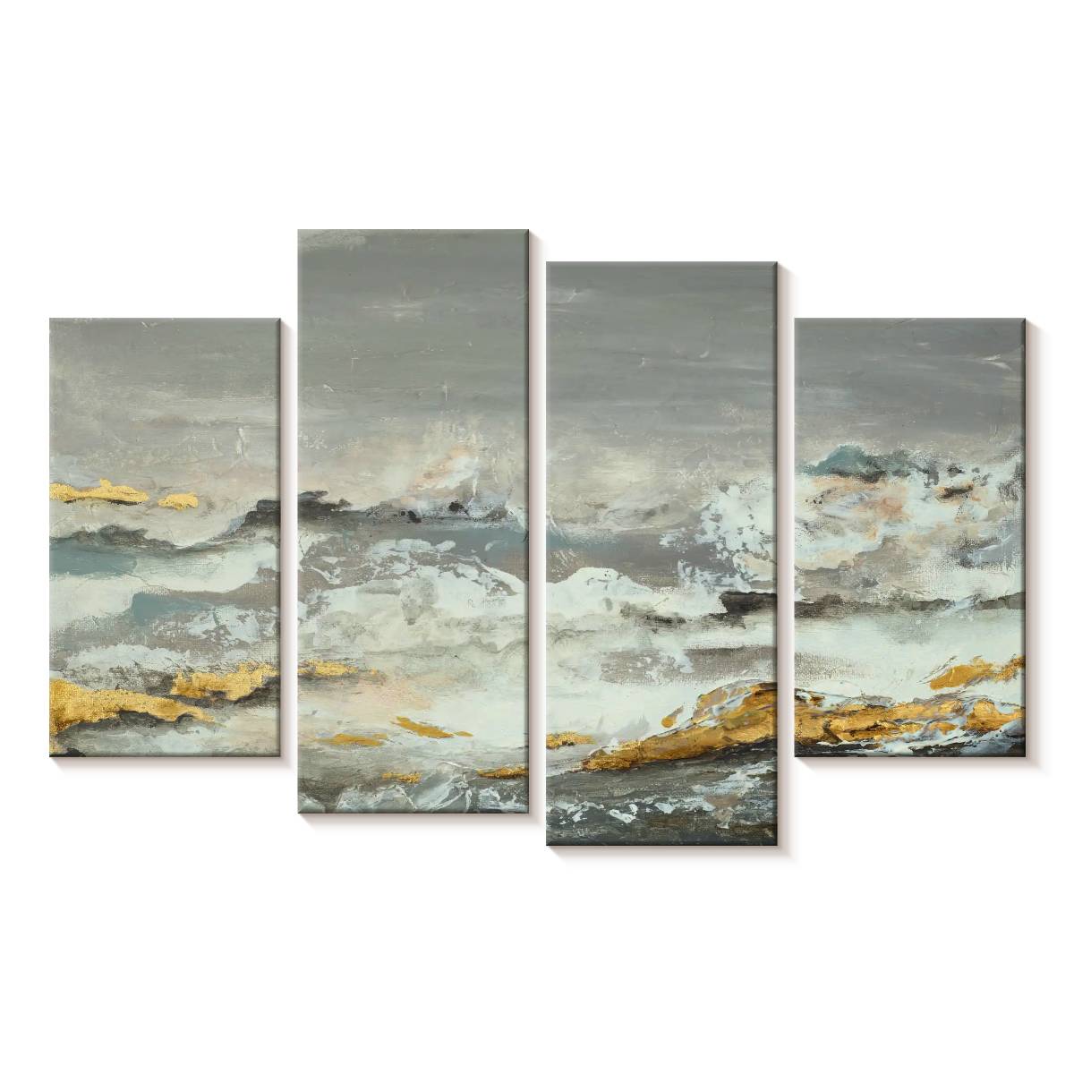 Elephant Stock Golden Rocks Wall Art - Horizontal Multi Panel Canvas ...