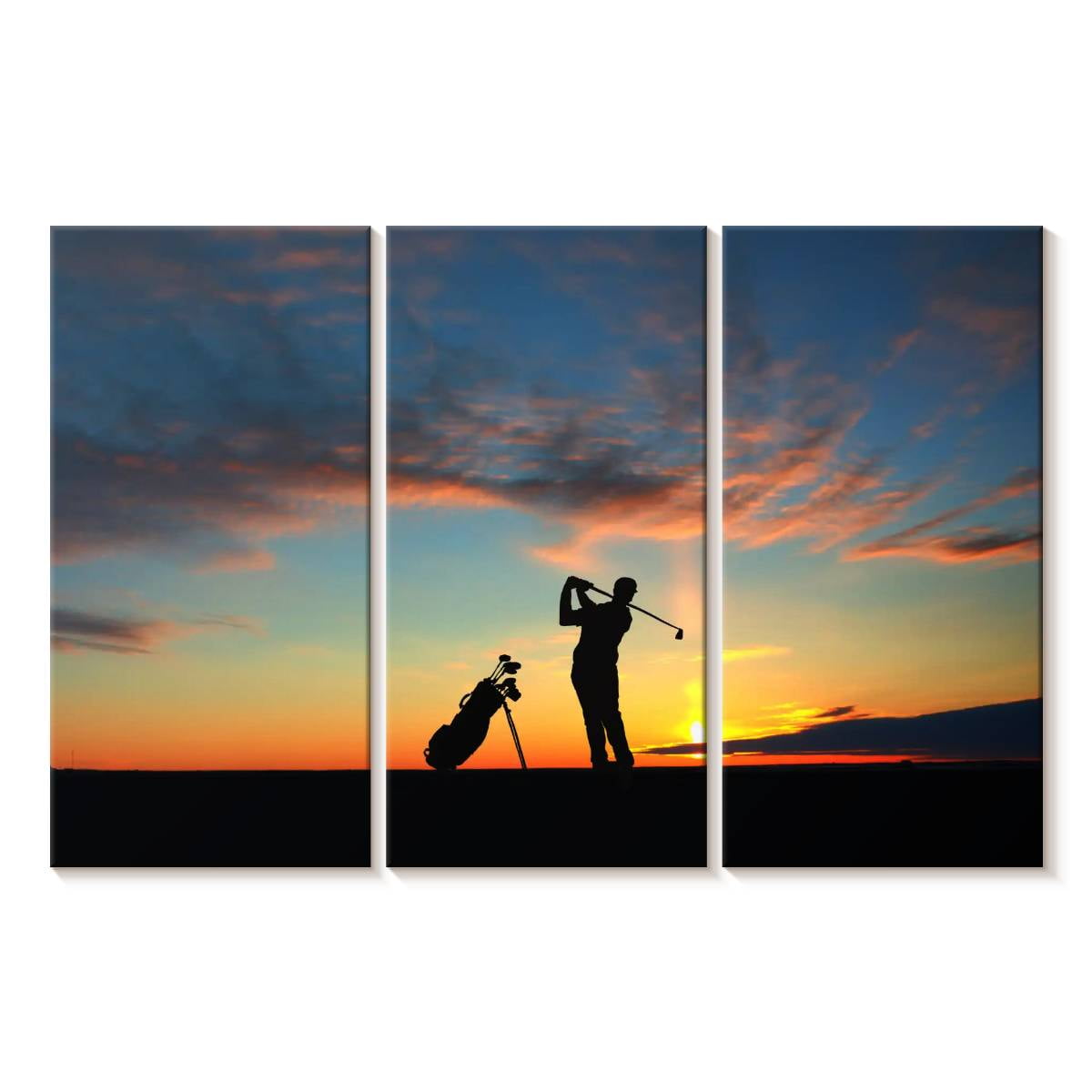 Elephant Stock Golfing At Sunset Wall Art - Horizontal Multi Panel ...