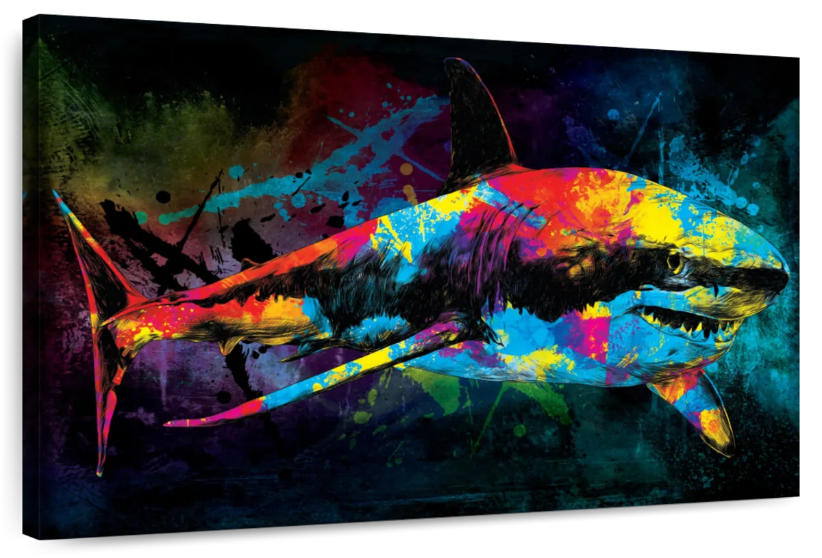 Elephant Stock Great White Shark Color Grunge Wall Art - Horizontal ...