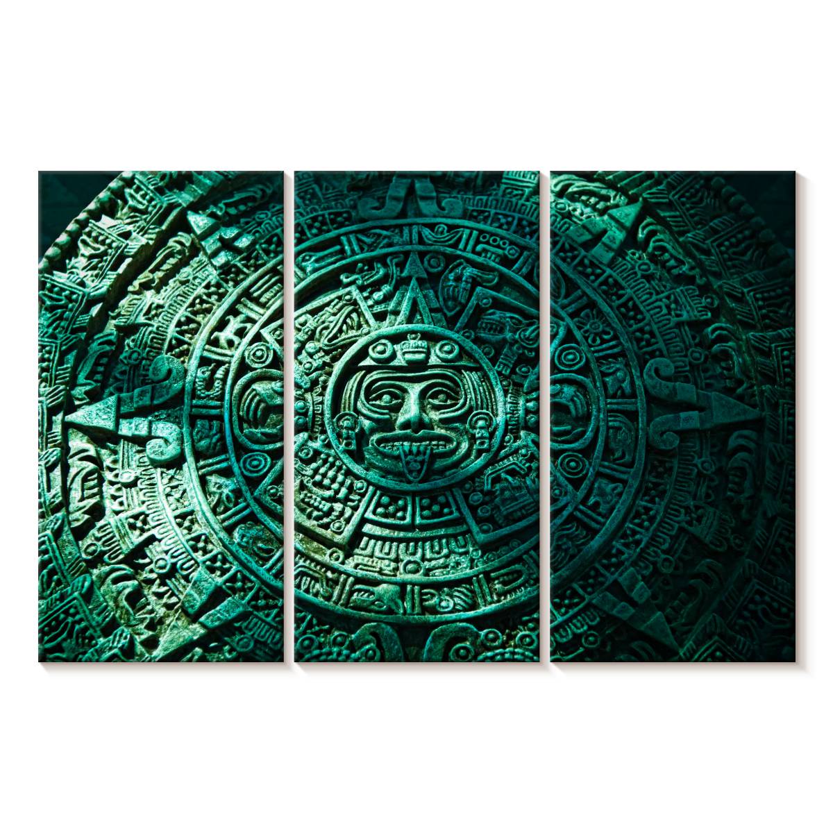 Elephant Stock Green Aztec Sun Stone Wall Art - Horizontal Multi Panel ...