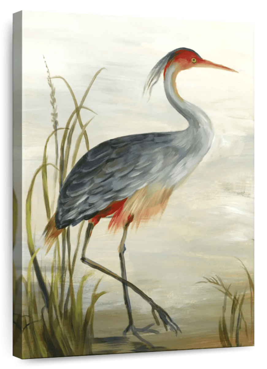 Elephant Stock Grey Heron Wall Art - Vertical Canvas Wall Art - Hallway ...
