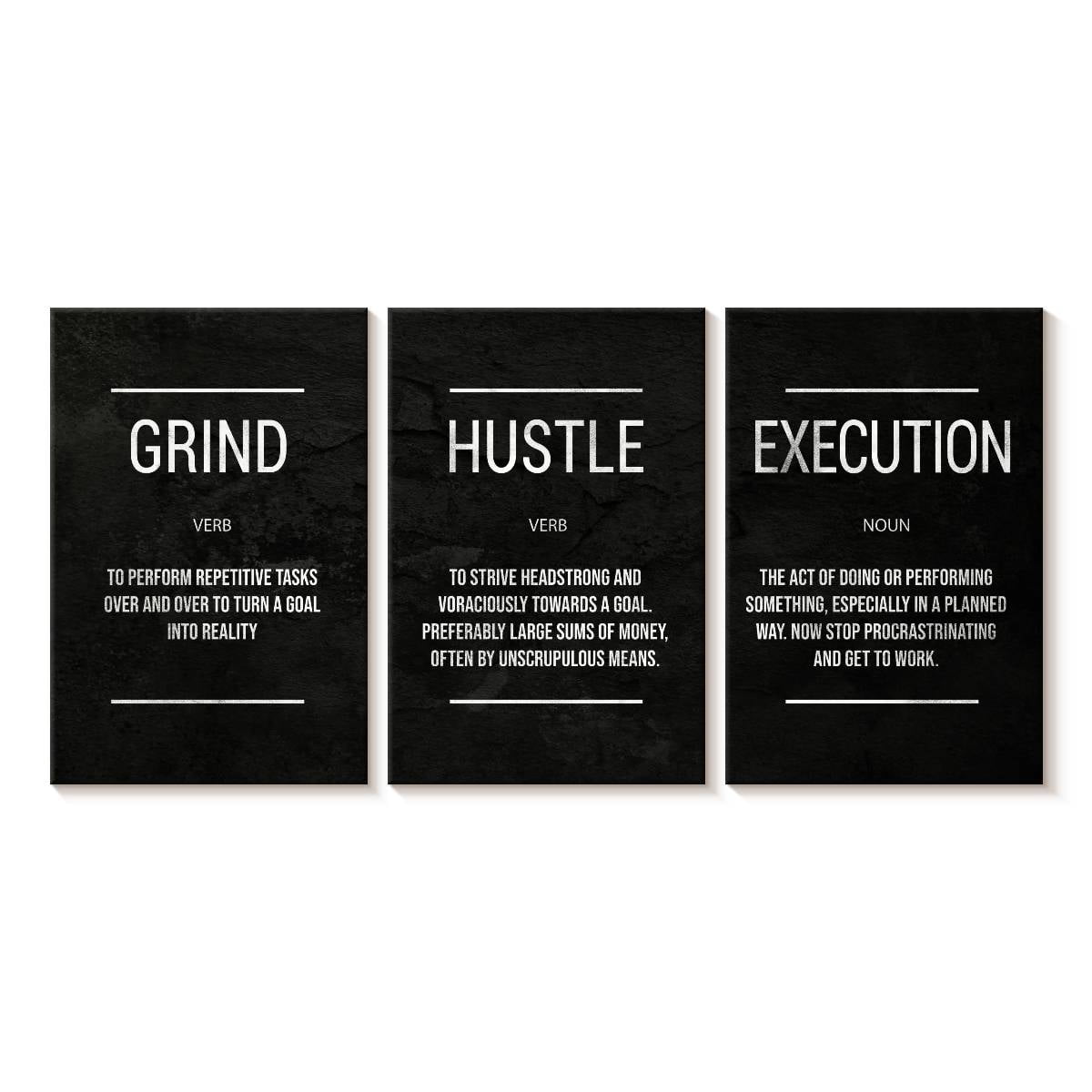 Elephant Stock Grind Hustle Execution Typography Wall Art - Horizontal ...
