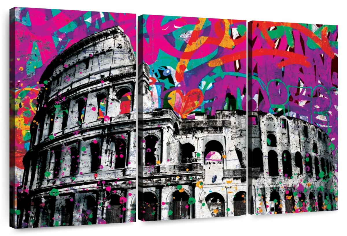 Elephant Stock Grunge Colosseum Wall Art - Horizontal Multi Panel ...
