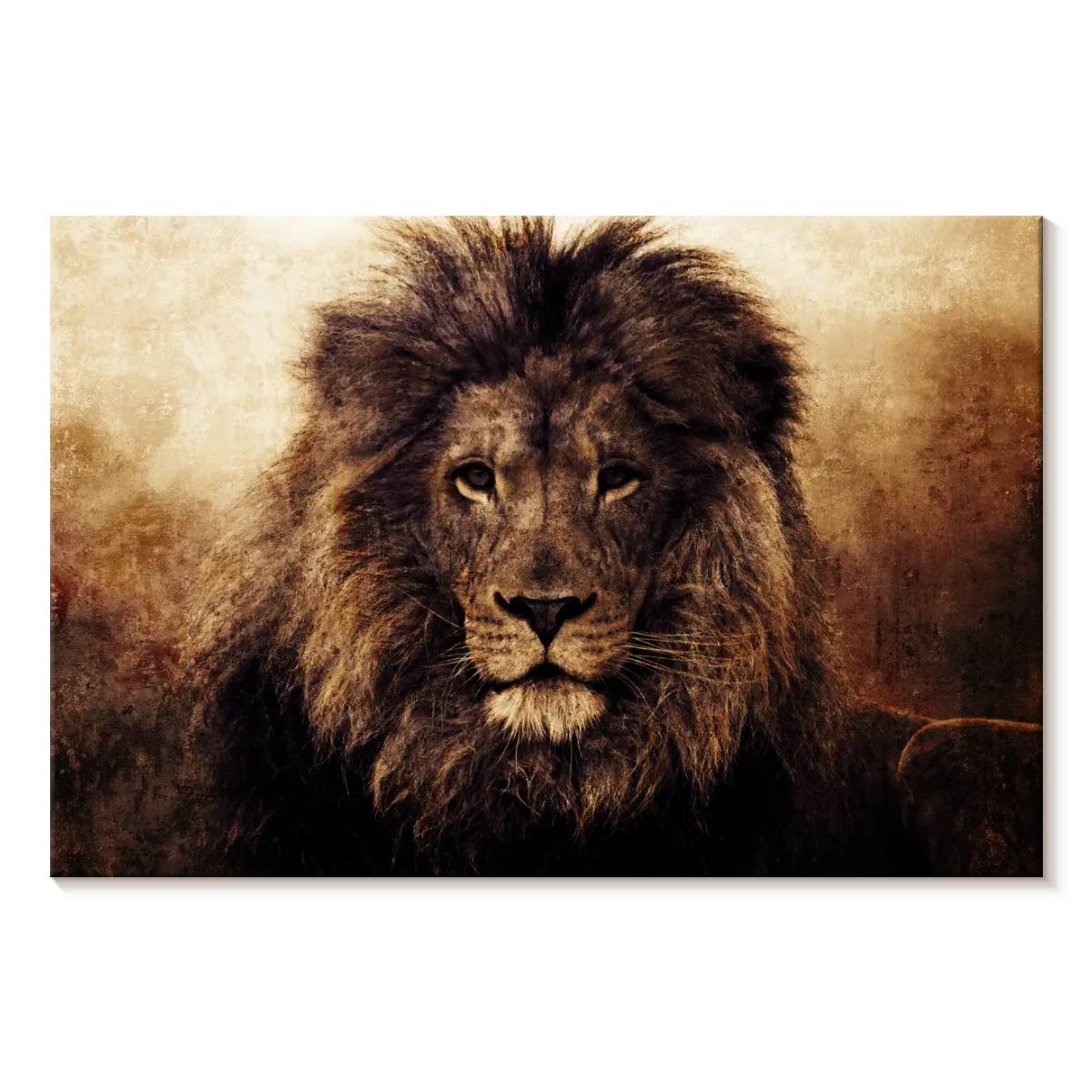 Elephant Stock Grunge Lion Head Wall Art - Horizontal Canvas Wall Art ...