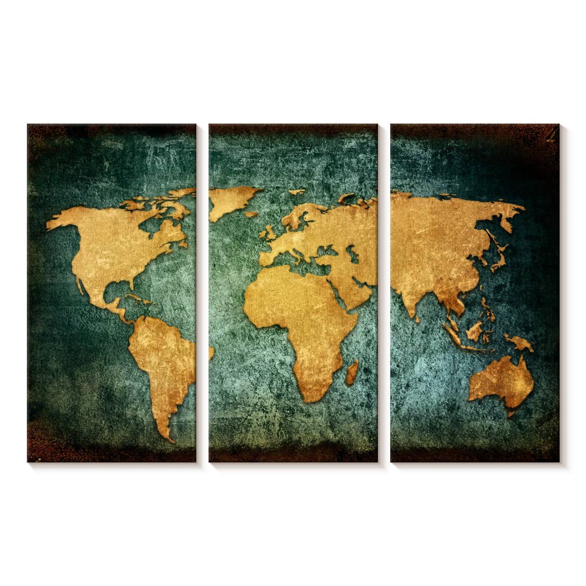 Elephant Stock Grunge World Map Wall Art - Horizontal Multi Panel ...
