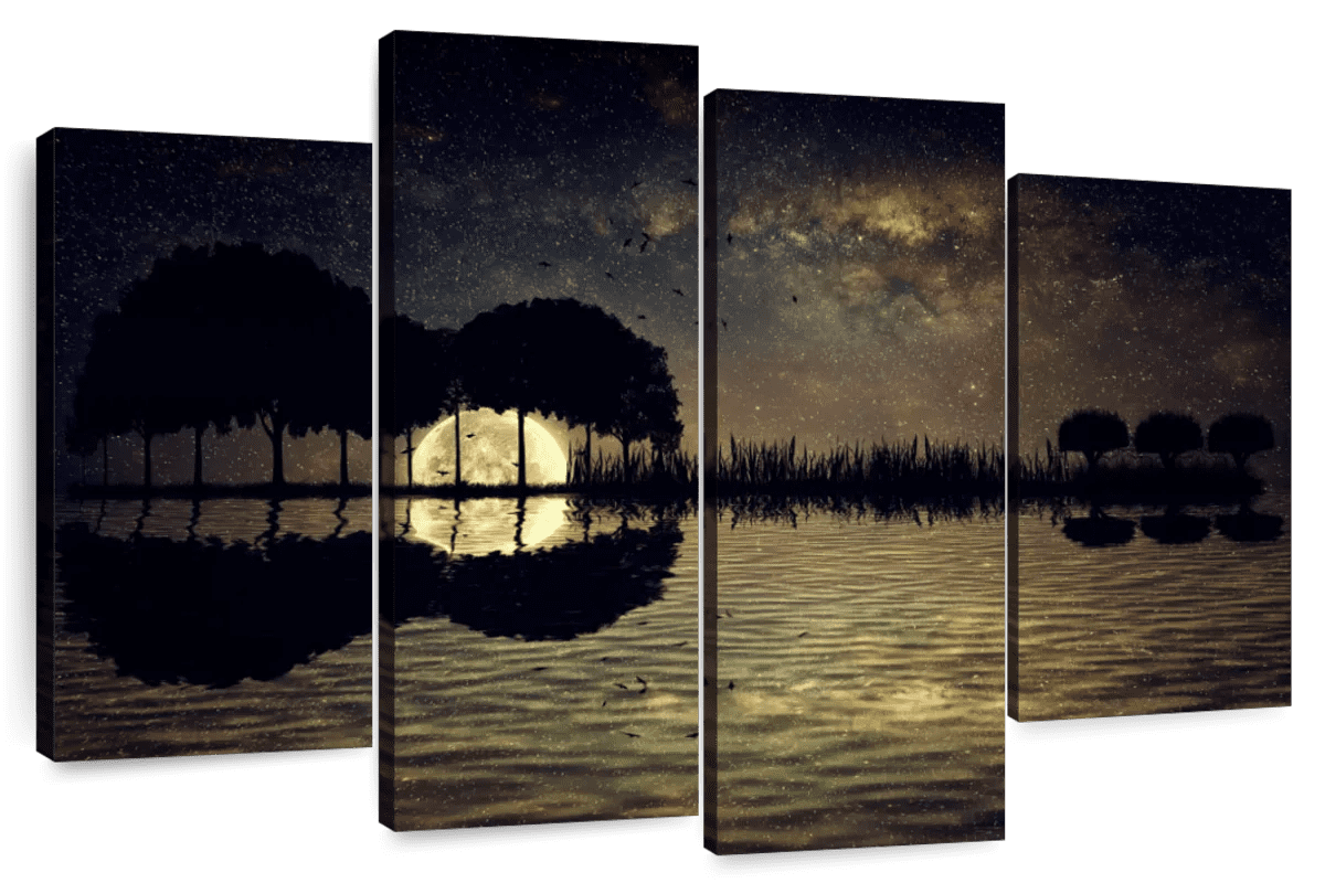 Elephant Stock Guitar Island Moonlight Wall Art - Horizontal Multi ...