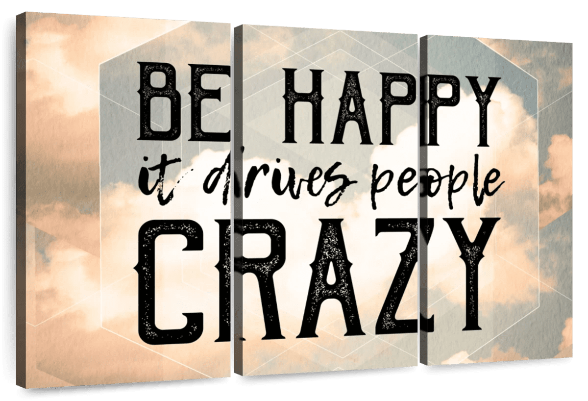 Elephant Stock Be Happy Quote Ii Wall Art - Horizontal Multi Panel ...