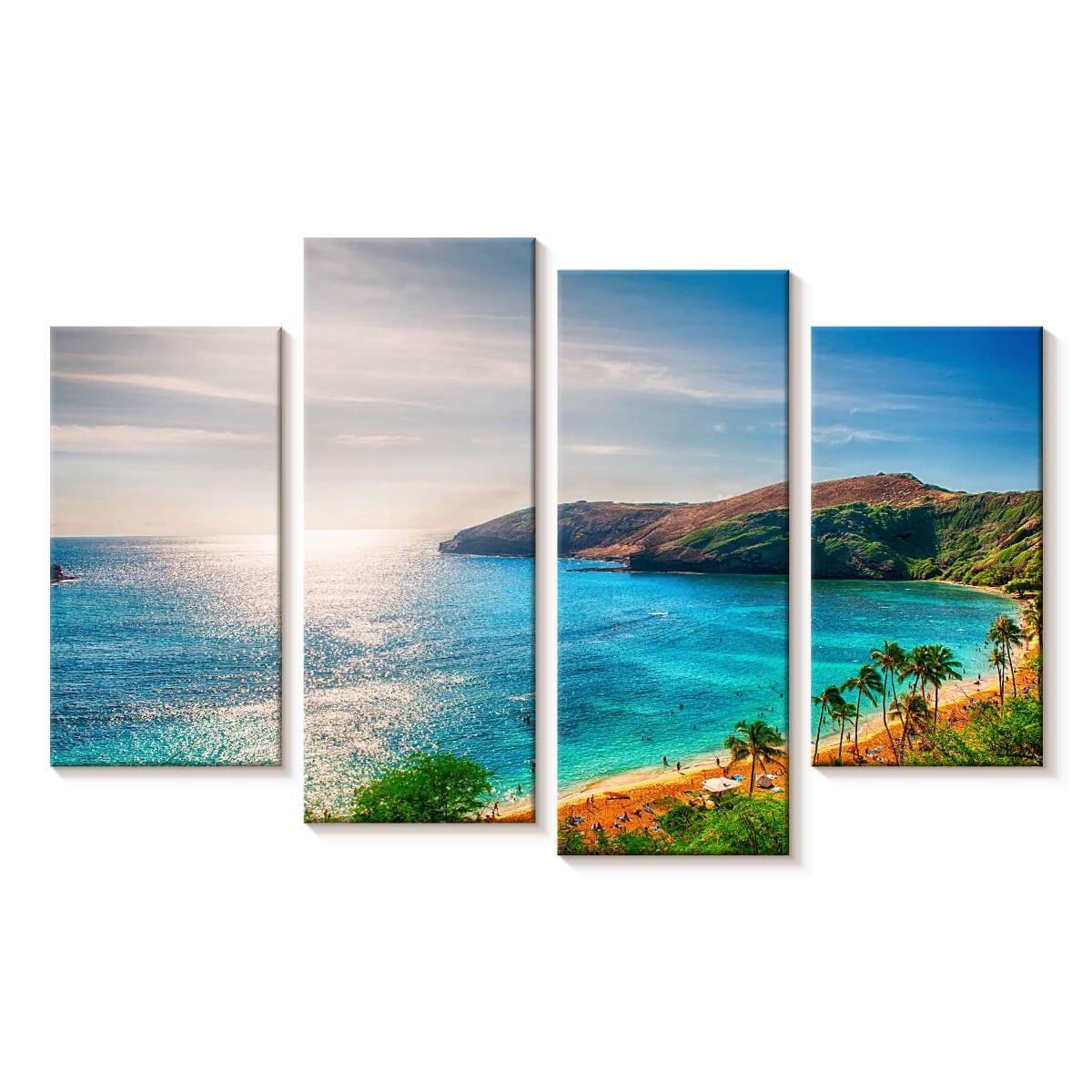 Elephant Stock Hawaiian Beach Wall Art - Horizontal Multi Panel Canvas ...
