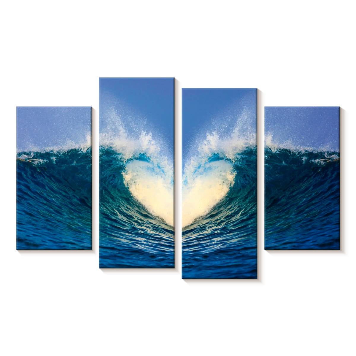 Elephant Stock Heart Ocean Waves Wall Art - Horizontal Multi Panel ...