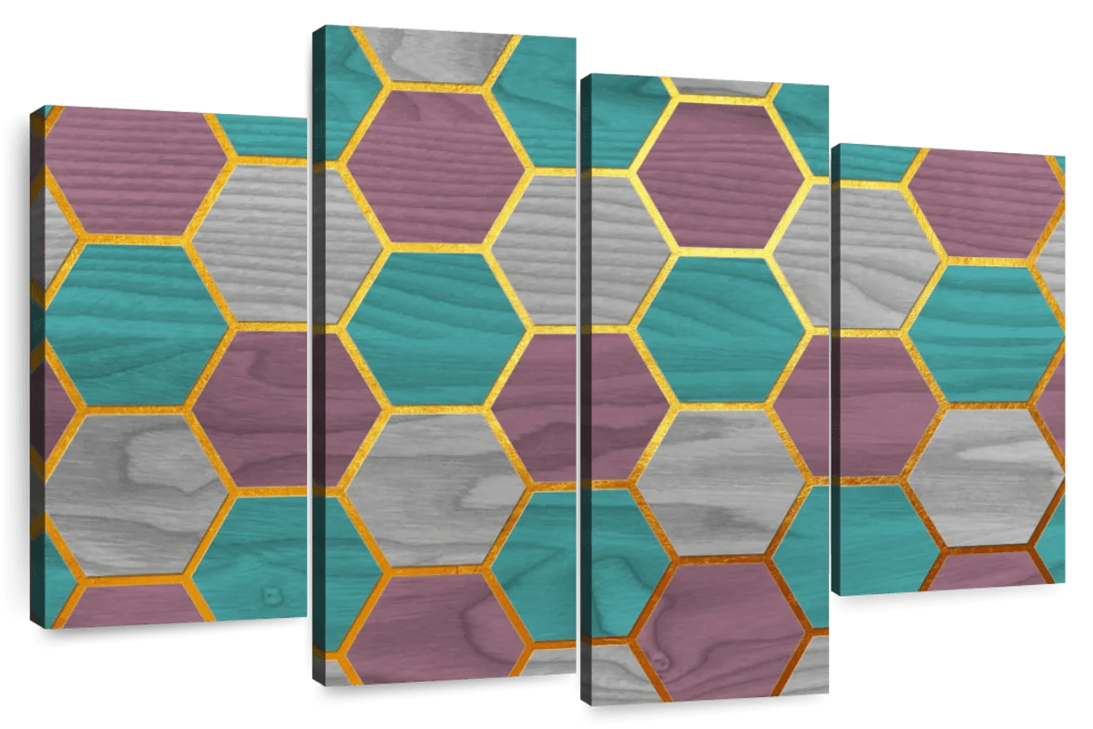 Elephant Stock Hexagon Geometric Pattern Wall Art - Horizontal Multi ...