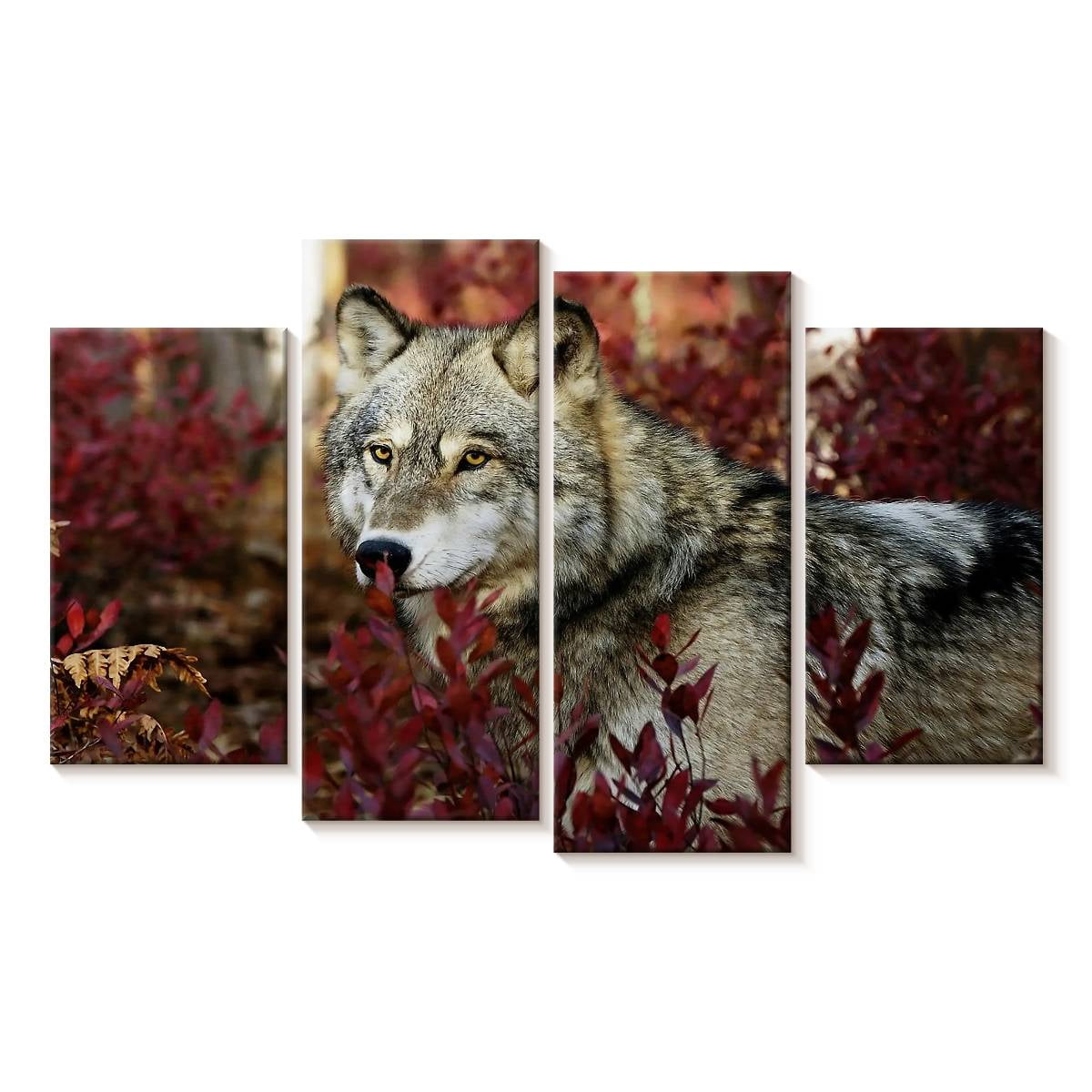 Elephant Stock Hiding Timber Wolf Wall Art - Horizontal Multi Panel ...
