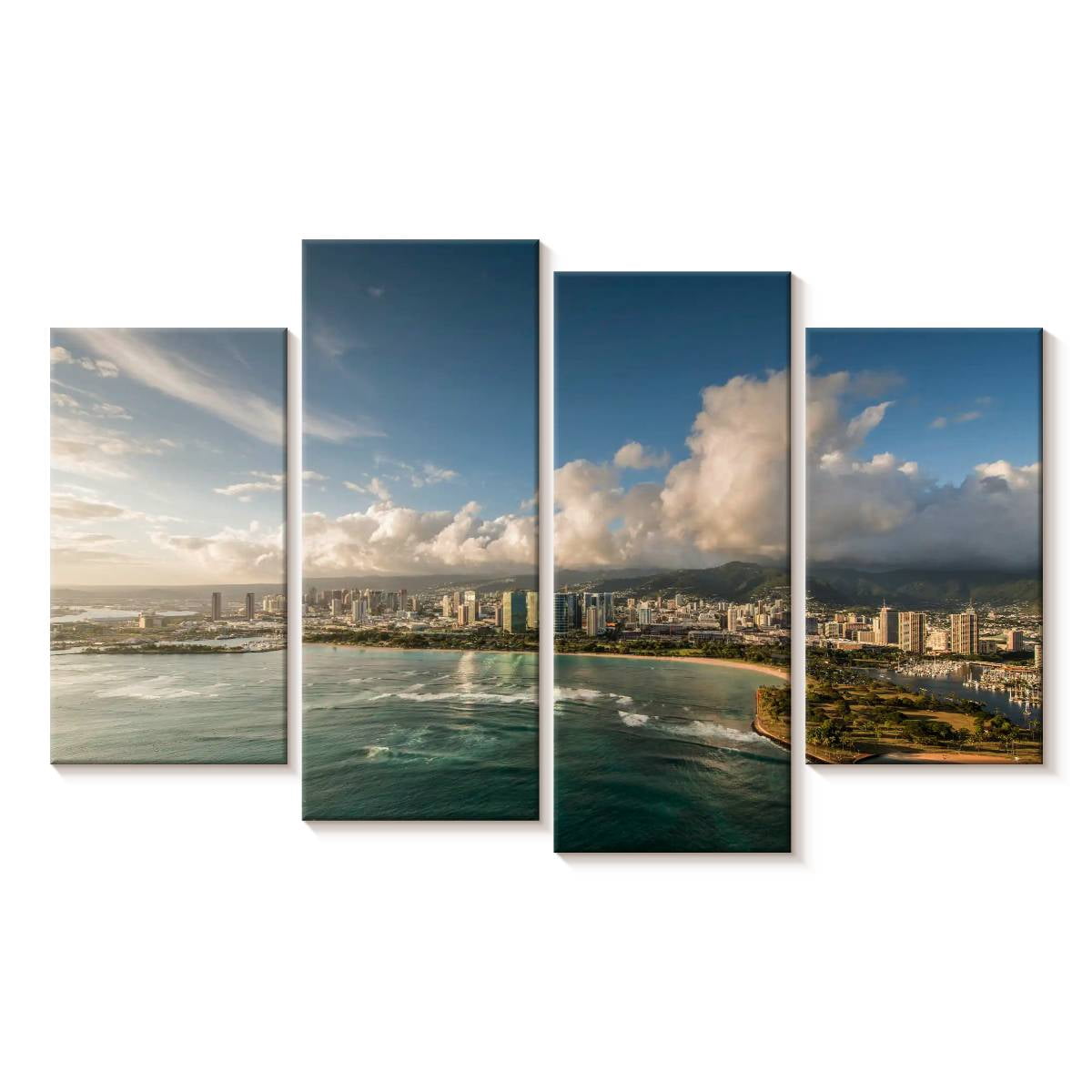 Elephant Stock Honolulu Hawaii Aerial Wall Art - Horizontal Multi Panel ...