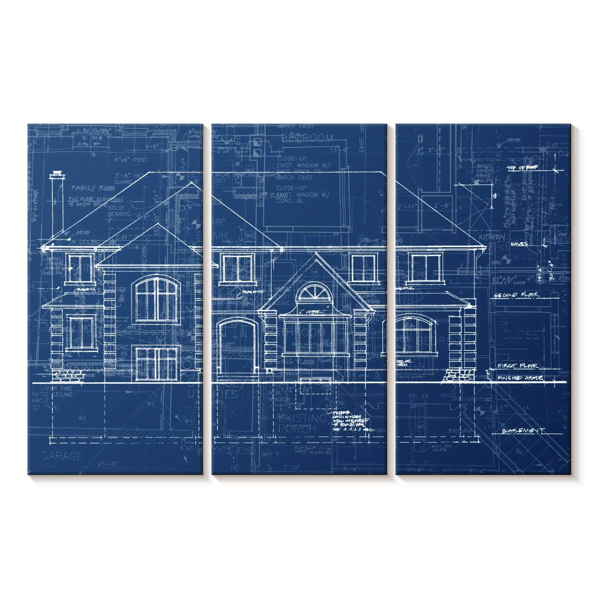 Elephant Stock House Blueprint Wall Art - Horizontal Multi Panel Canvas ...