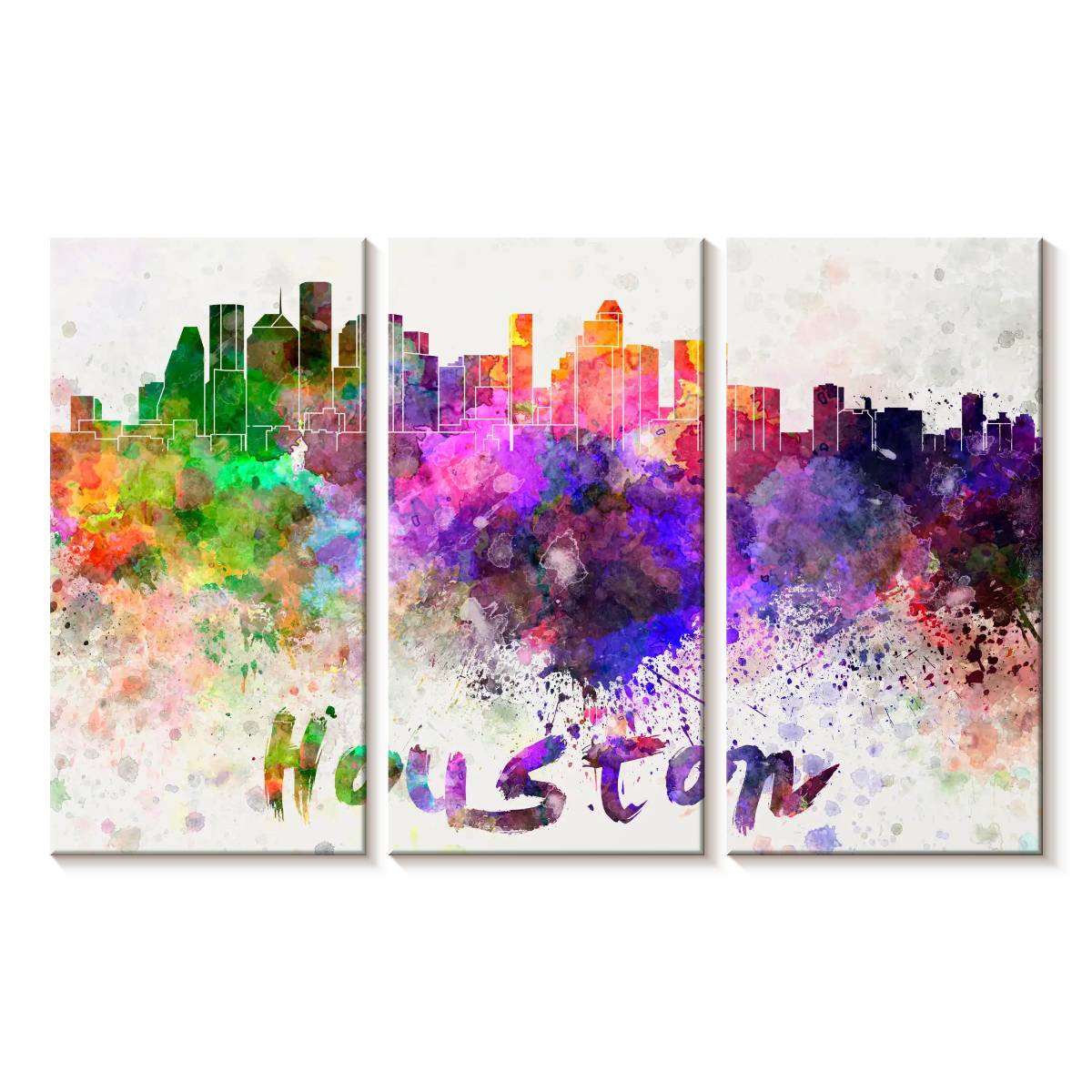 Elephant Stock Houston Skyline Colors Wall Art - Horizontal Multi Panel ...