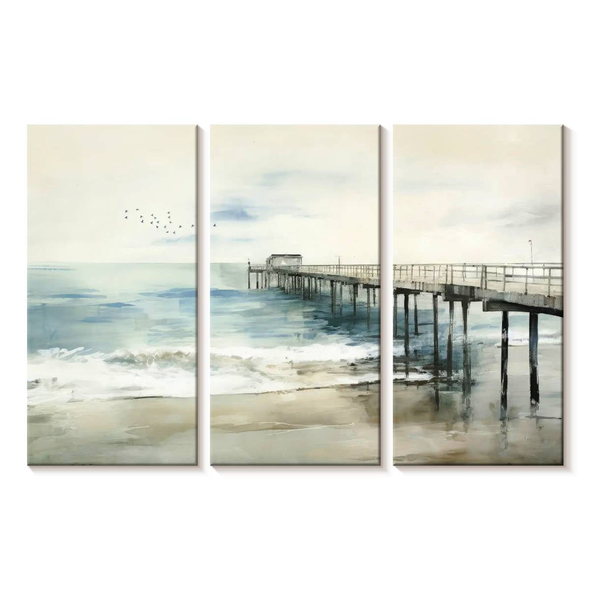 Elephant Stock Idyllic Coastal Jetty Wall Art - Horizontal Multi Panel ...