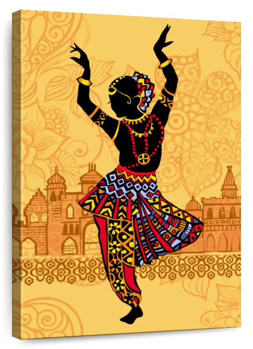 Elephant Stock Indian Classical Dance Wall Art - Vertical Canvas Wall ...