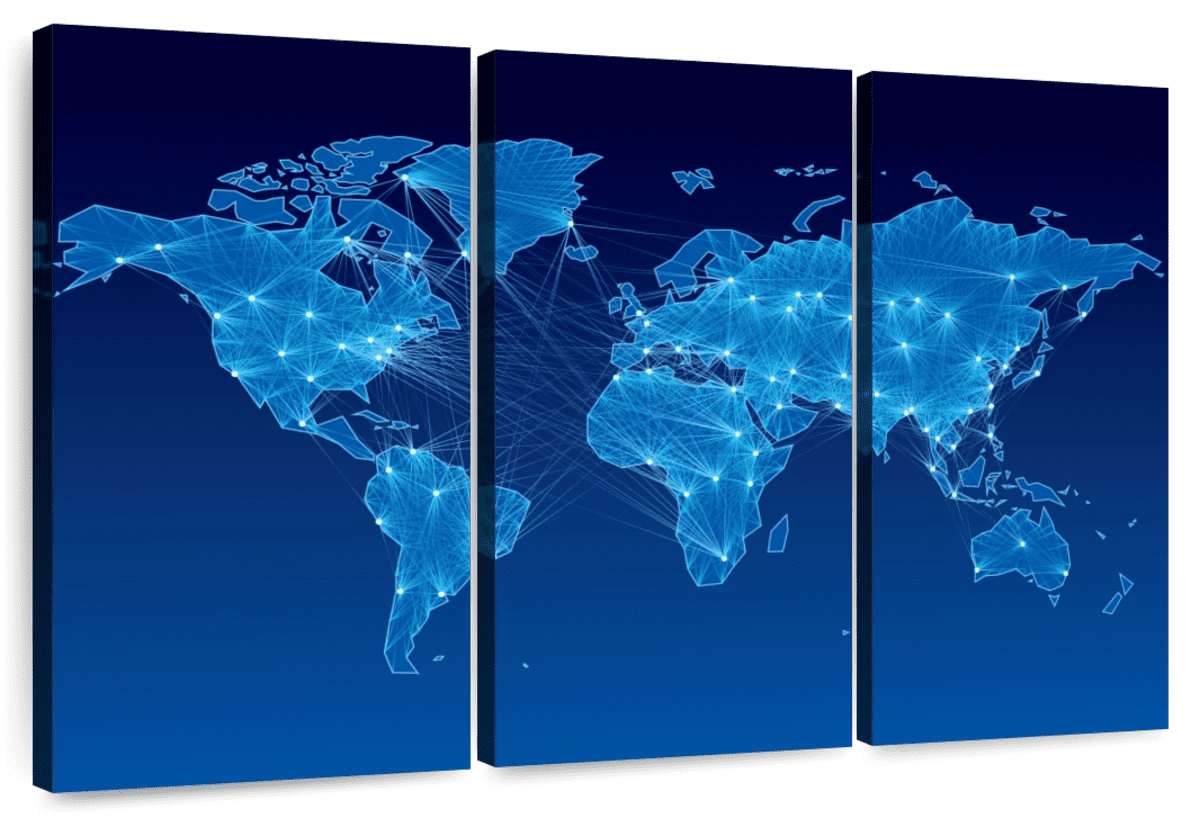 Elephant Stock Integrated Circuit World Map Wall Art - Horizontal Multi ...