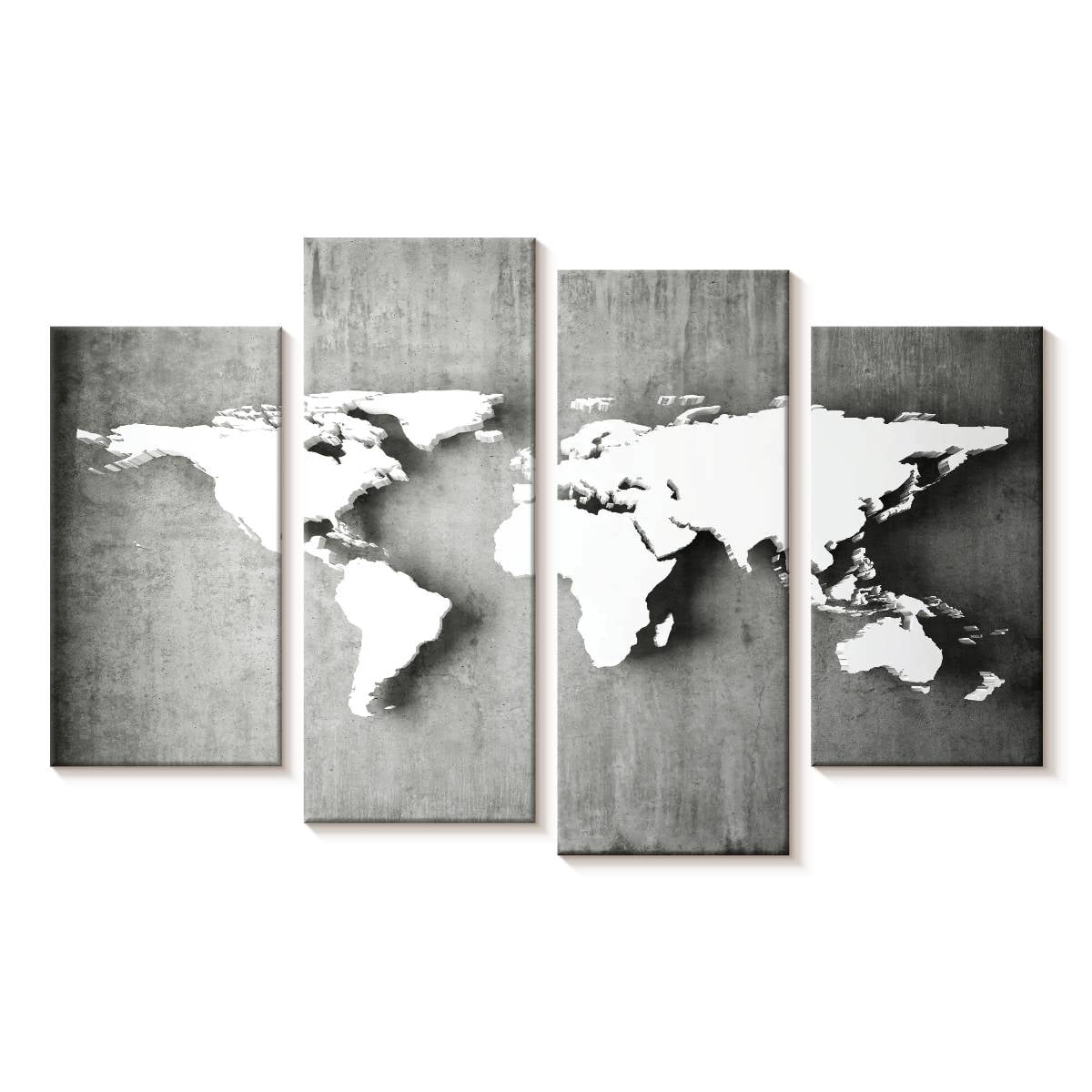 Elephant Stock Iron World Map Wall Art - Horizontal Multi Panel Canvas ...