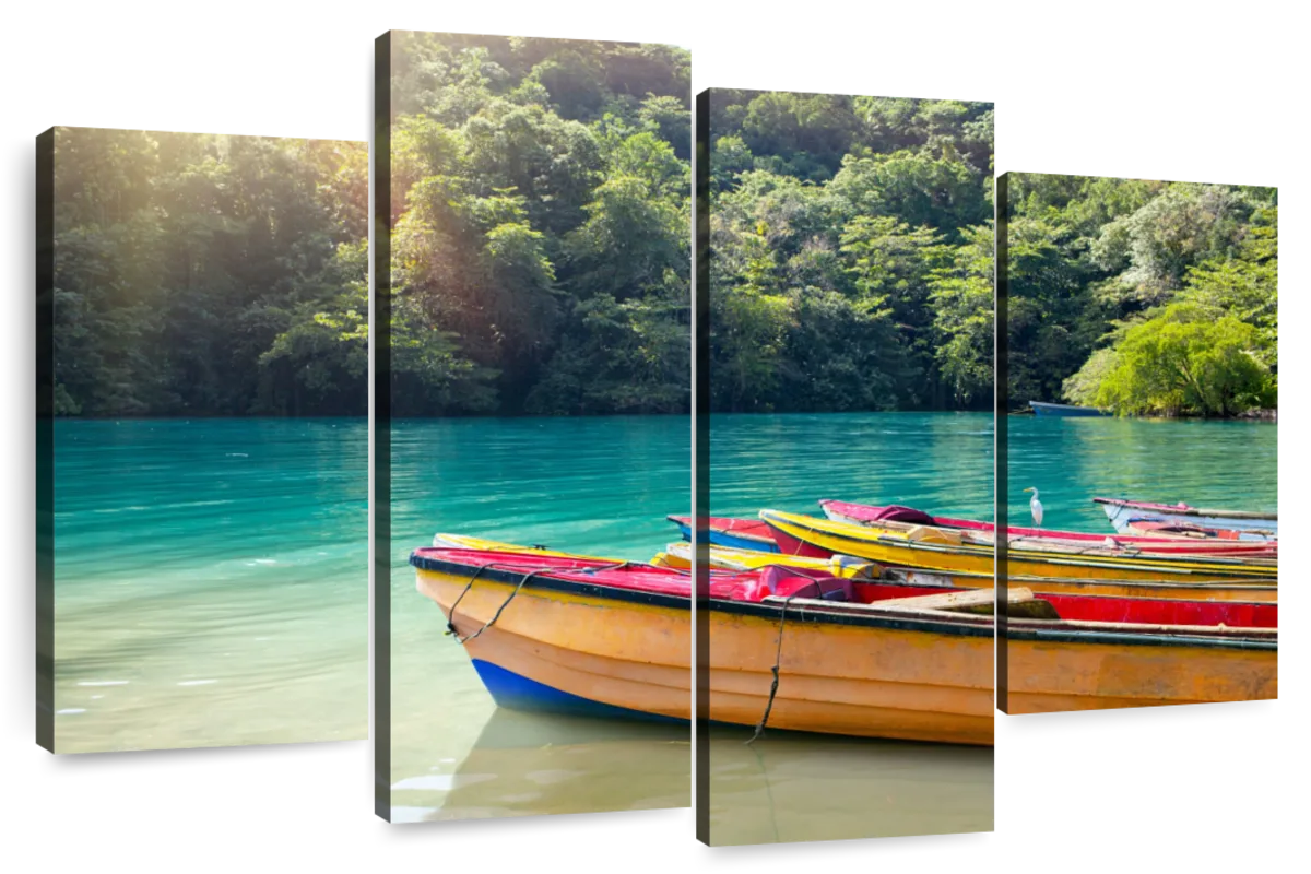Elephant Stock Jamaica Blue Lagoon Boats Wall Art - Horizontal Multi ...