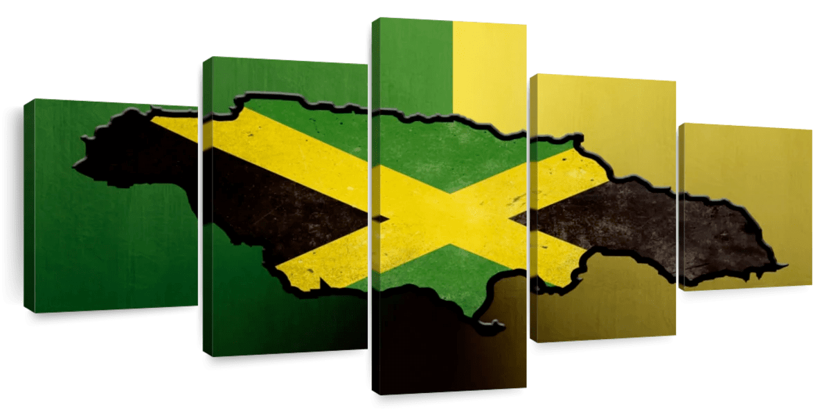 Elephant Stock Jamaican Island Flag Wall Art - Horizontal Multi Panel ...