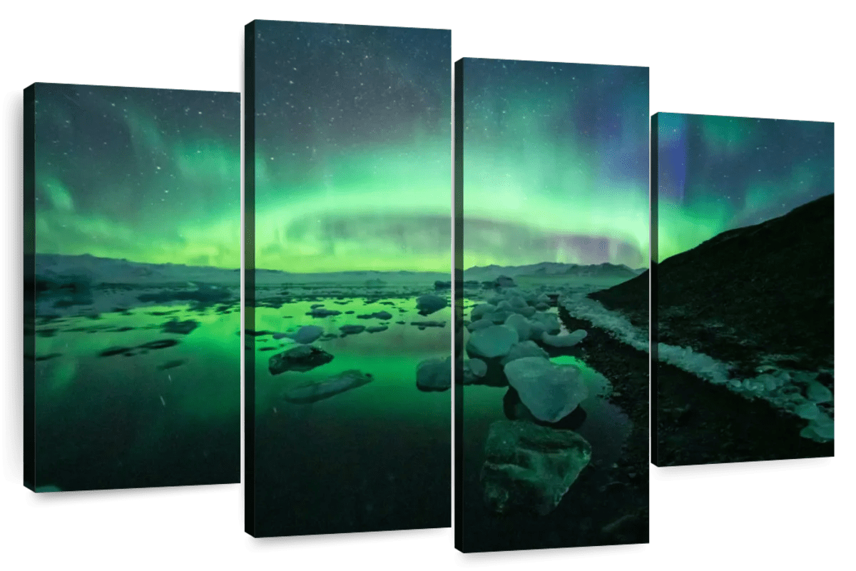 Elephant Stock Jokulsarlon Glacier Lagoon Aurora Sky Wall Art ...