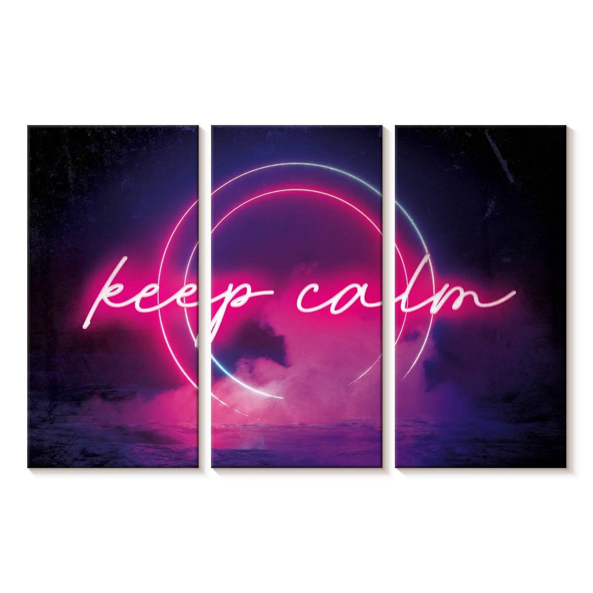 Elephant Stock Keep Calm Neon Wall Art - Horizontal Multi Panel Canvas ...