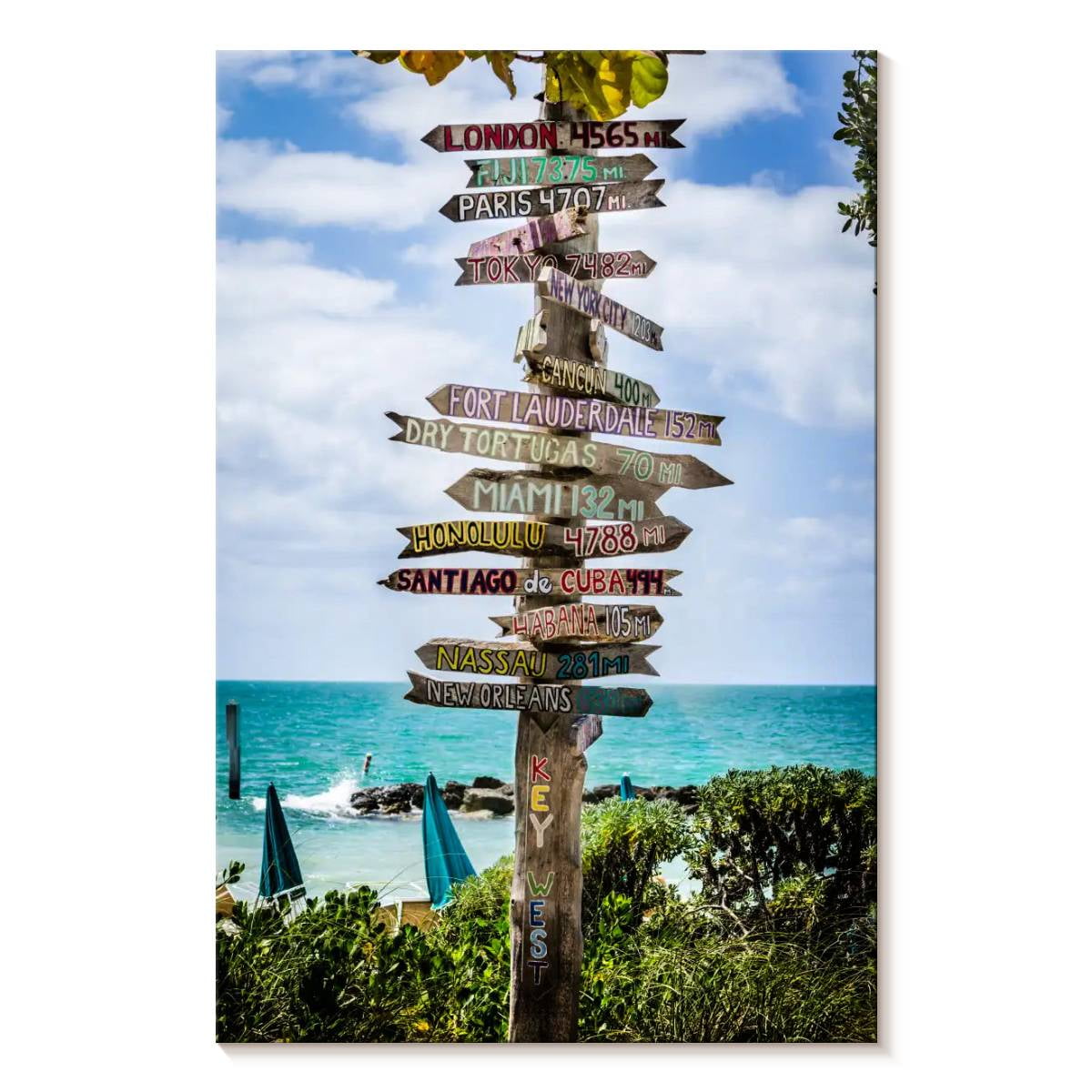 Elephant Stock Key West Destination Signs Wall Art - Vertical Canvas ...